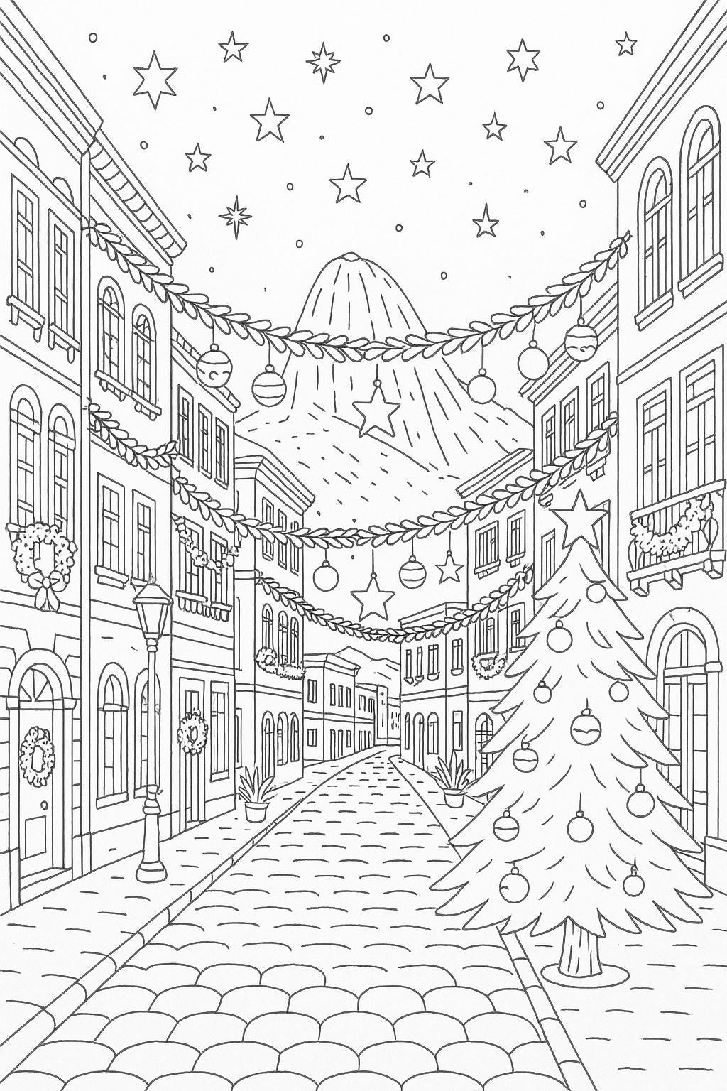 50 Christmas Cities Coloring Pages – Printable Winter Towns and Holiday ...
