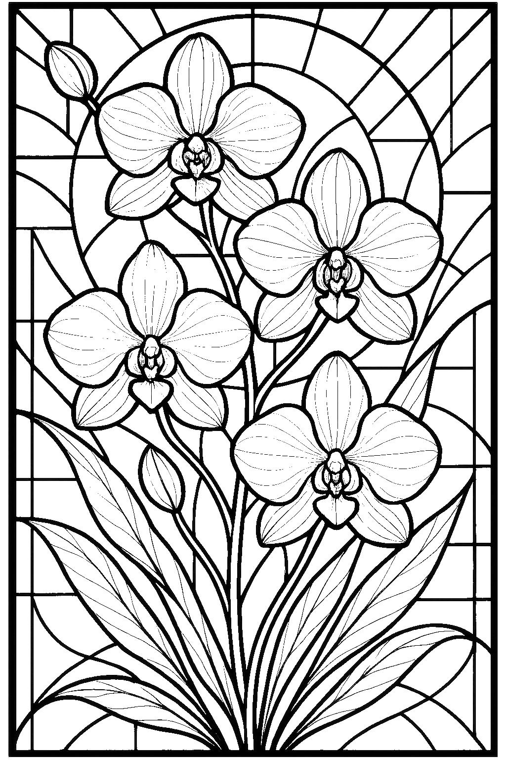 Stained Glass Flower Coloring Book: 50 Printable Floral Designs (PDF ...