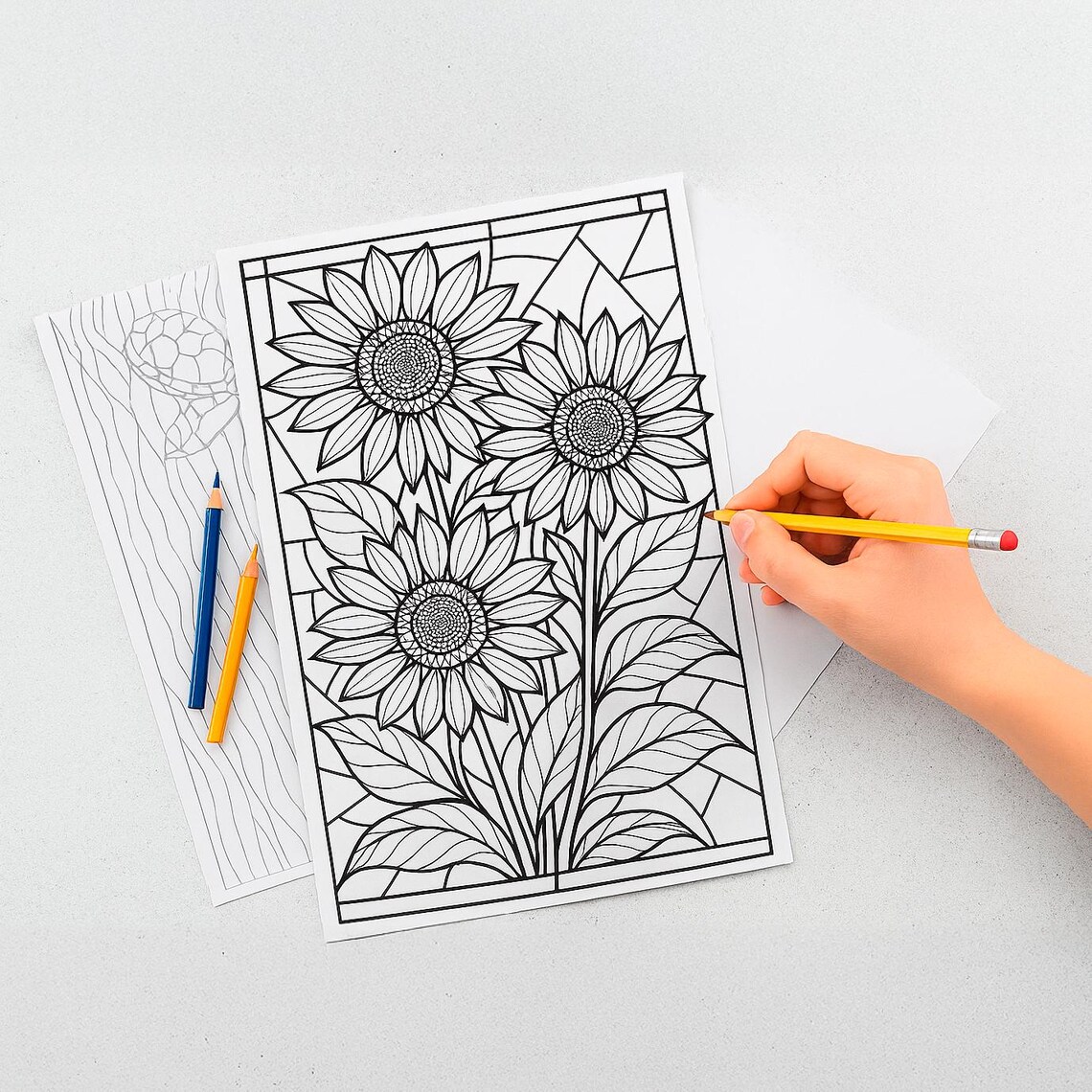 Stained Glass Flower Coloring Book: 50 Printable Floral Designs (PDF ...