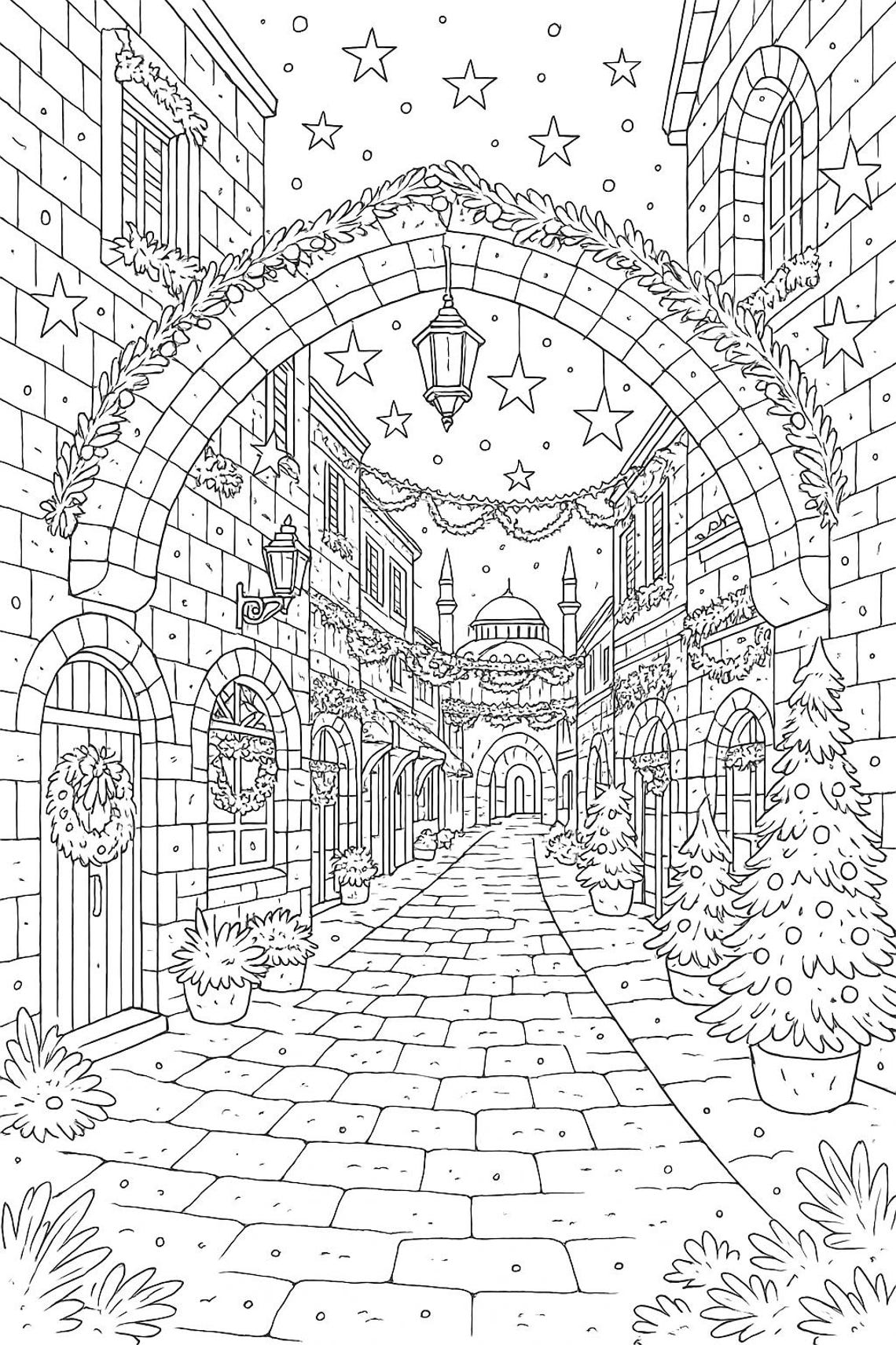 50 Christmas Cities Coloring Pages – Printable Winter Towns and Holiday ...