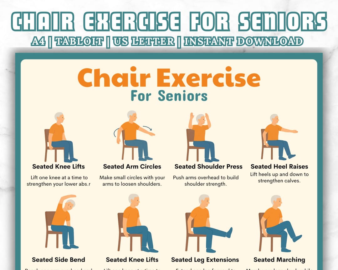 Chair Exercises for Seniors, Seated Exercise Chart PDF, Seated Workout ...