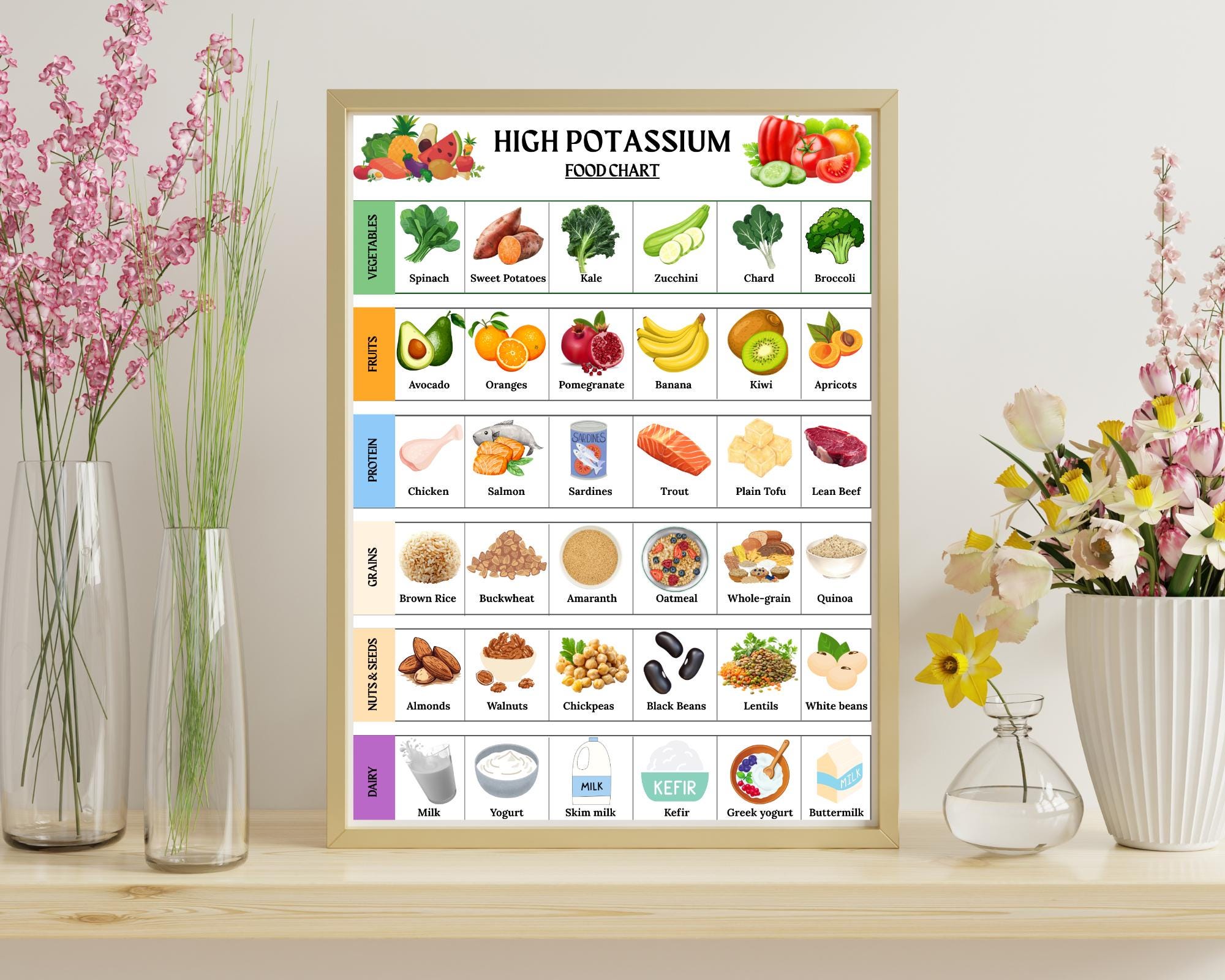 High Potassium Food Chart, Potassium-rich Foods List, Muscle Food Chart ...