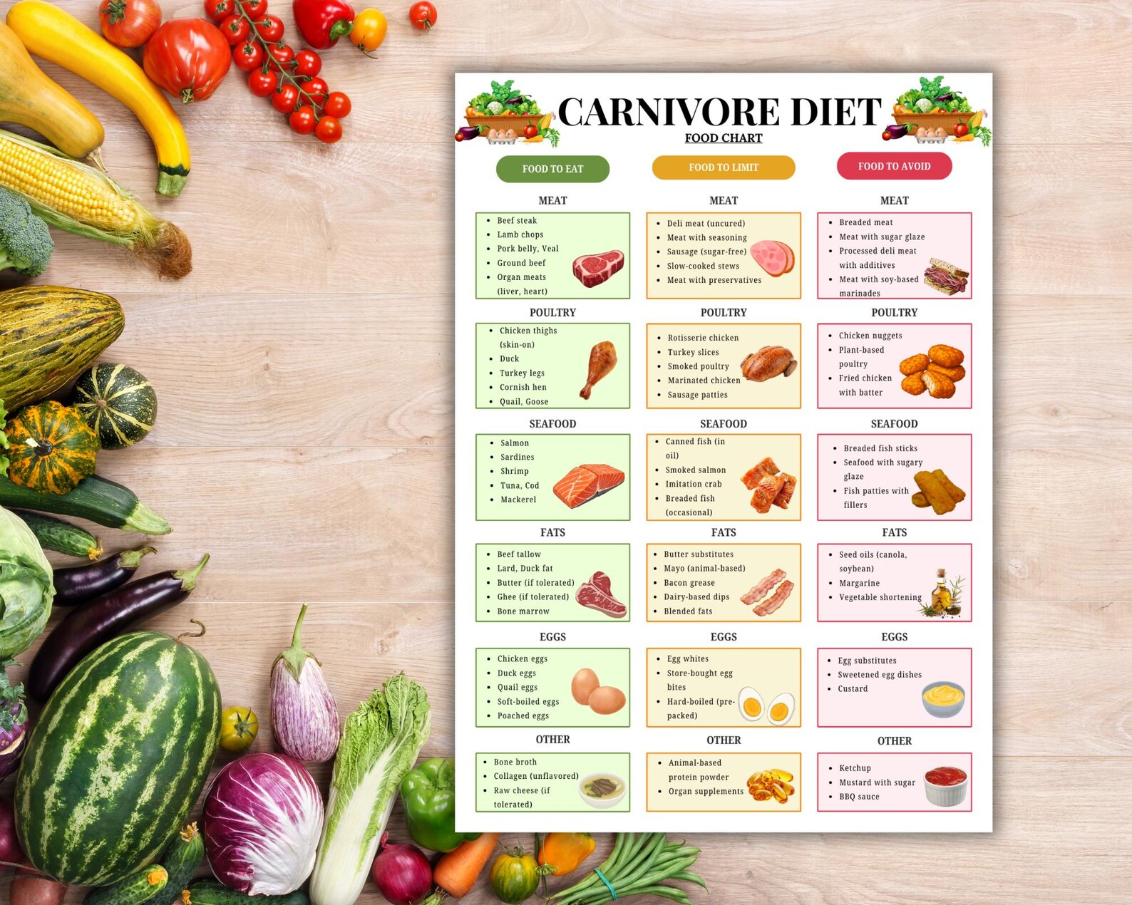 Carnivore Diet Food Chart: High Protein, Animal-based Food List ...