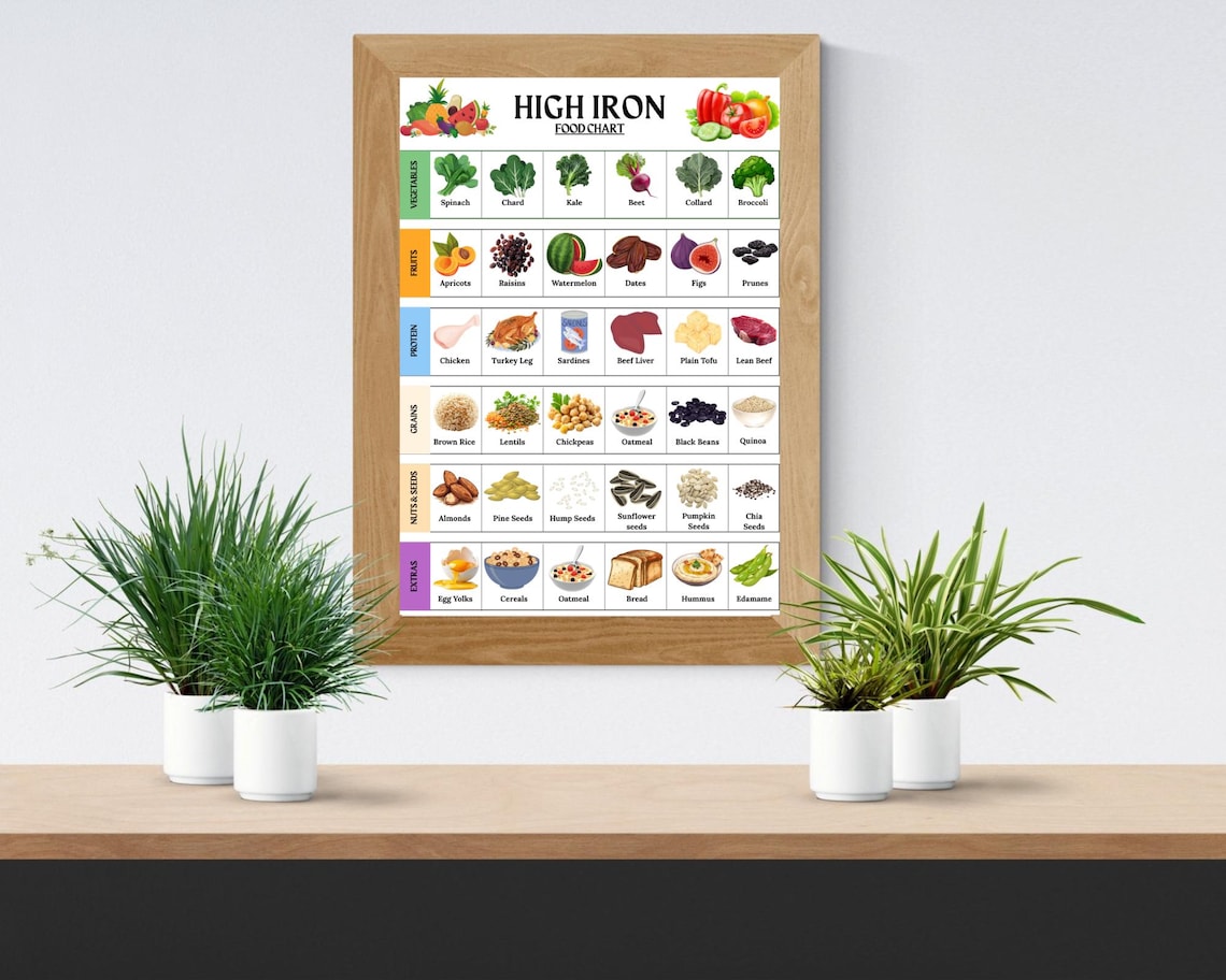 High Iron Food List, Iron Rich Food Chart PDF, High Iron Grocery List ...