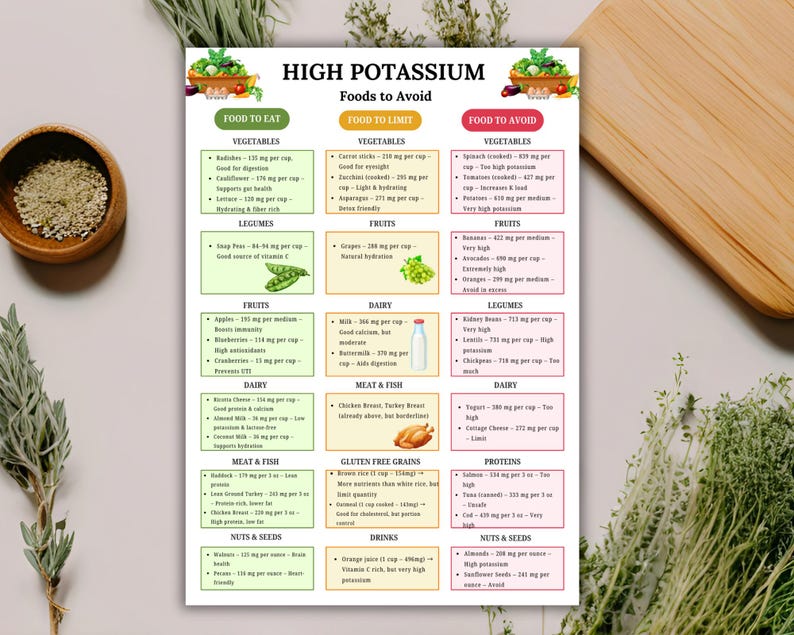 High Potassium Foods to Avoid Chart, High Potassium Food List, High ...