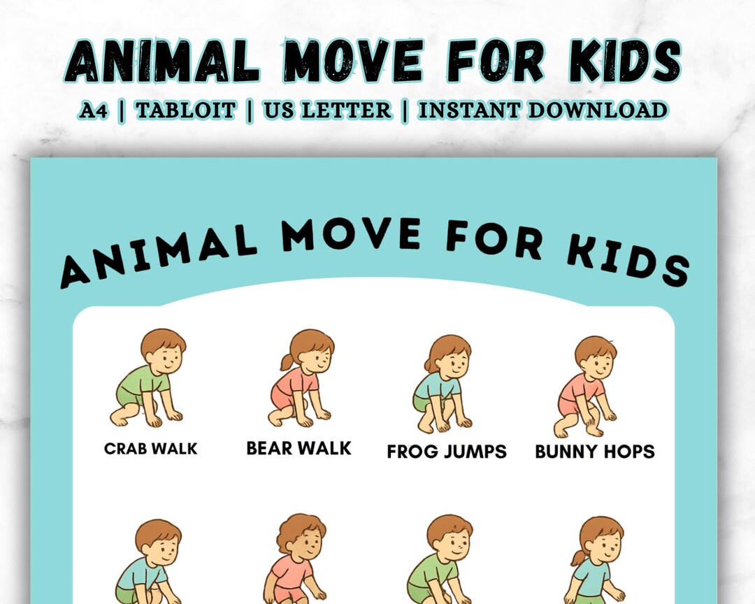 Animal Moves for Kids – Fun Exercise Chart With Animal Actions, Active ...
