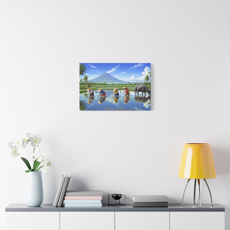 Philippine Farm Life Canvas Art: Mount Mayon Landscape, Greenguard Gold ...