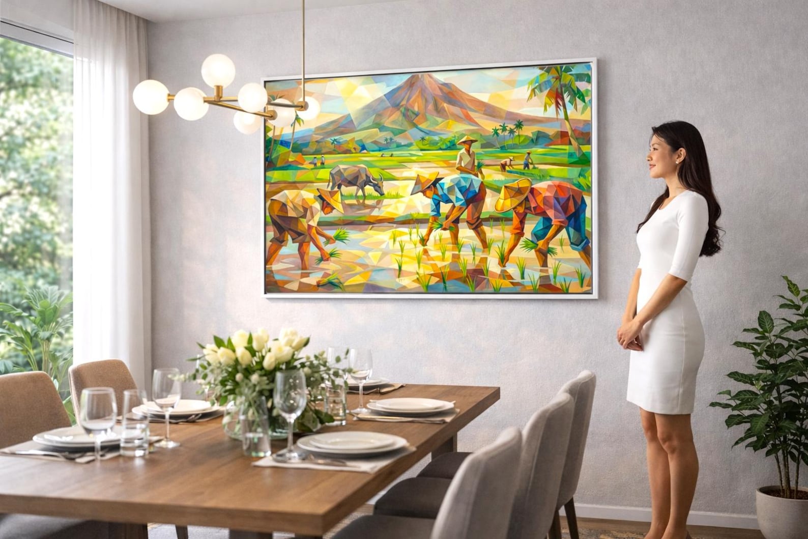 Cubist Vicente Manansala-inspired Rice Field Farmers Art | Framed ...
