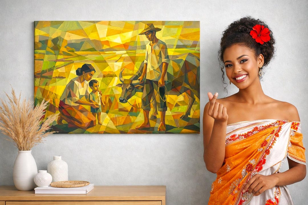 Filipino Farm Family Praying the Angelus Canvas | Vicente Manansala ...