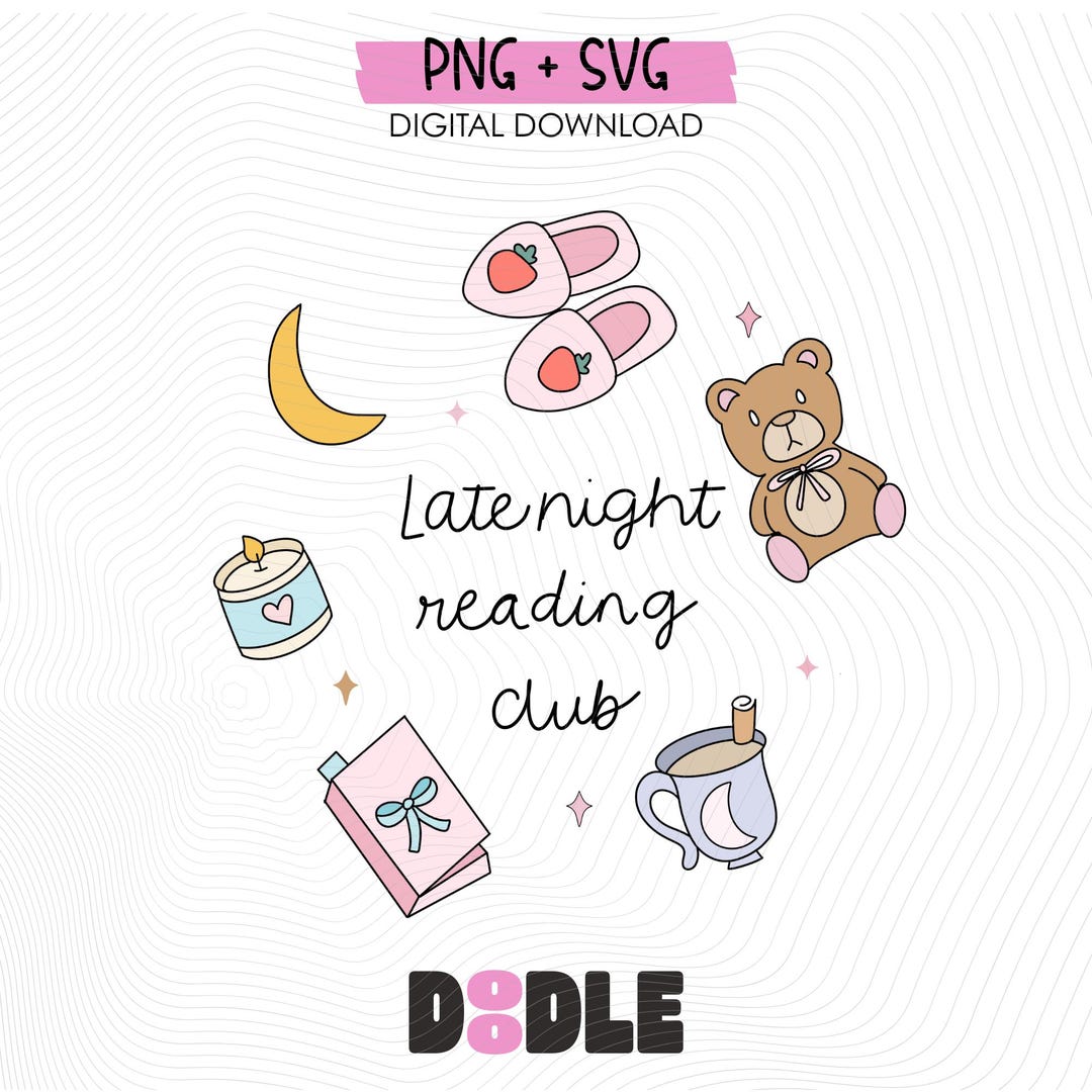 Late Night Reading Club PNG, Bookish SVG Design, Cricut Cut File for ...