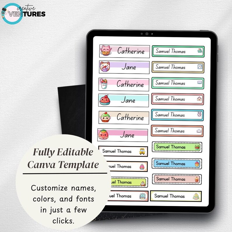 EDITABLE Desk Name Plates – Editable Canva Template | Kawaii Desk Name ...