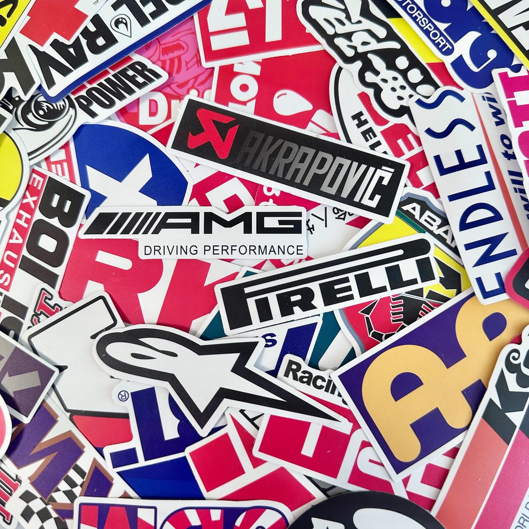 Pack of 50 Car Brand Stickers, JDM Racing Team Stickers, Garage Racing ...