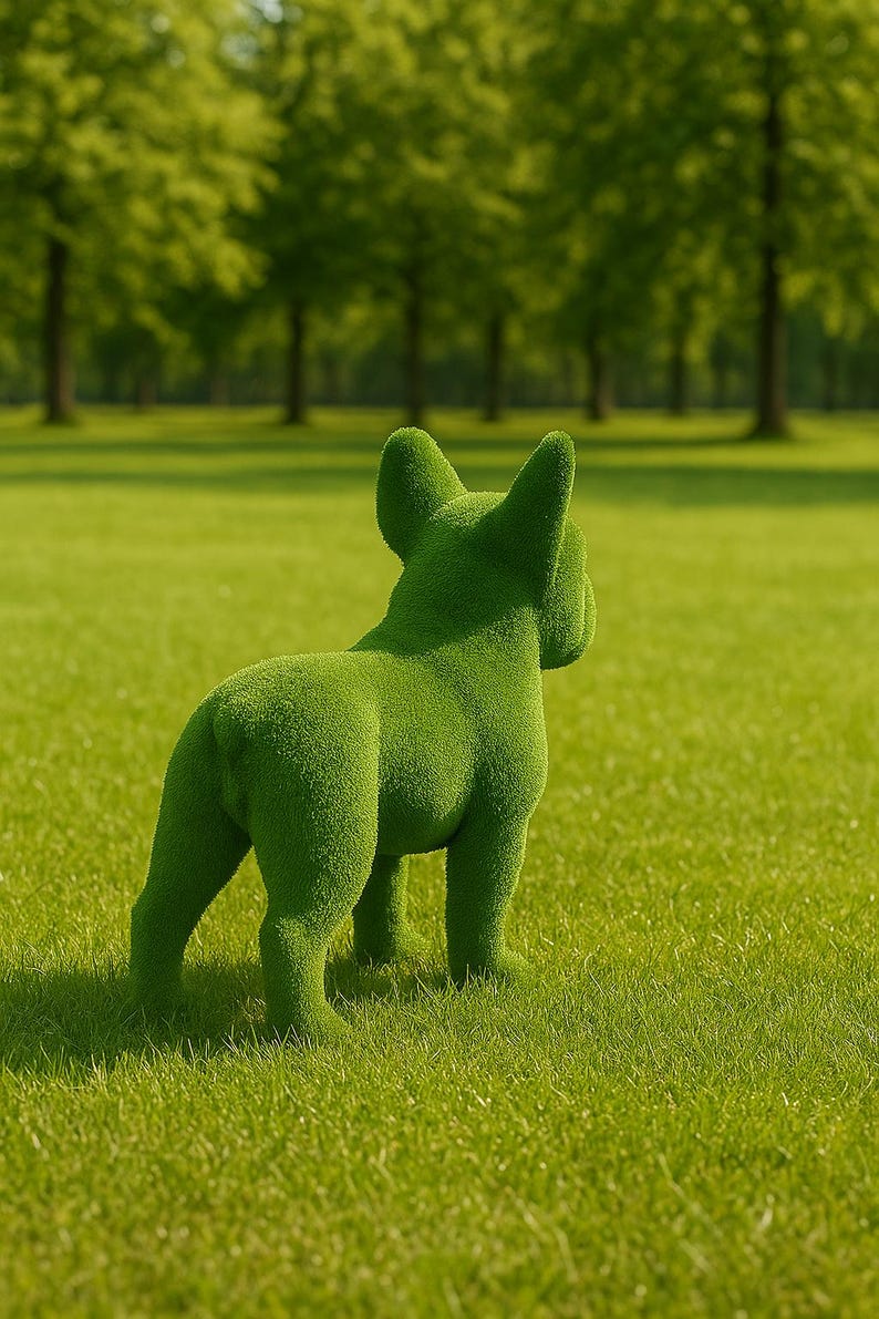 French Bulldog Topiary Sculpture: Handmade Artificial Grass Garden ...