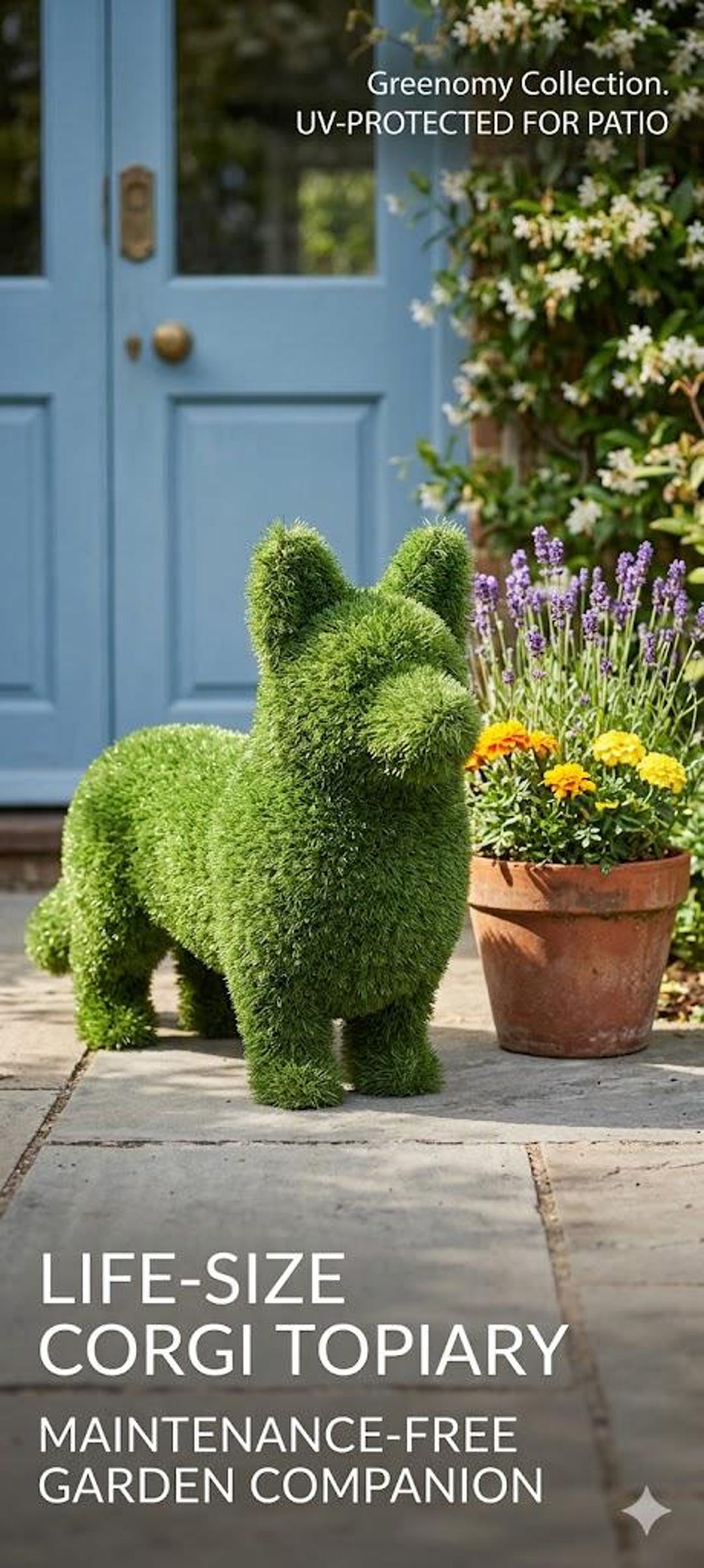 Life-size Corgi Topiary, Artificial Grass Dog Sculpture, Garden Decor ...
