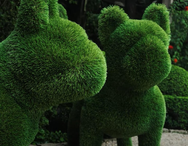 French Bulldog Topiary Sculpture: Handmade Artificial Grass Garden ...