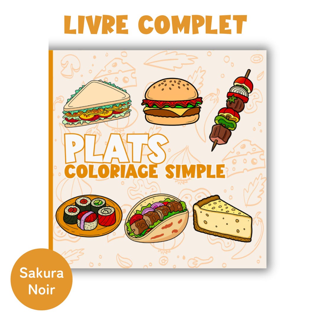 Dish Simple Coloring – 50 Pages Coloring Book – Relaxing and Creative ...