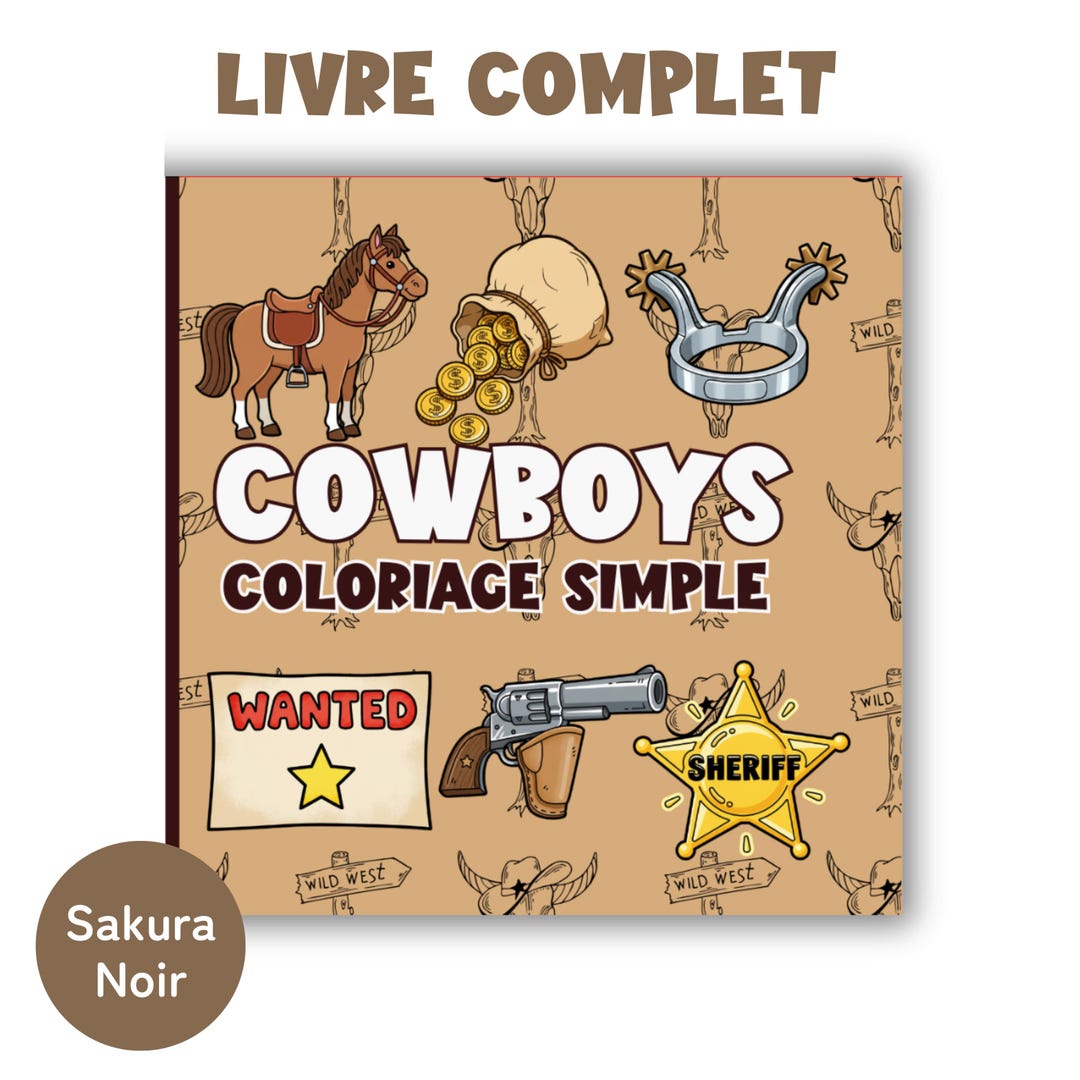 Cowboys Simple Coloring – 50 Pages Coloring Book – Relaxing and ...