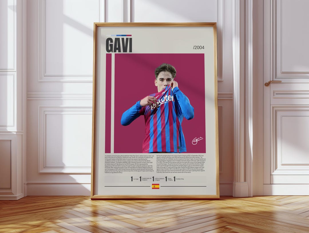 Gavi Poster, Barcelona Poster, Soccer Gifts, Sports Poster, Football ...