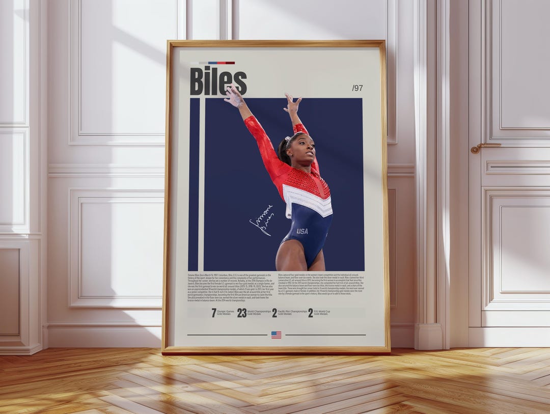Simone Biles Poster, Gymnast Poster, Athletics Prints, Sports Poster ...