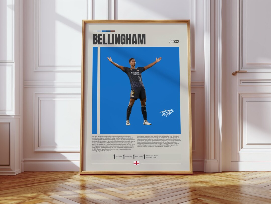 Jude Bellingham Poster, Real Madrid Poster, Soccer Gifts, Sports Poster ...