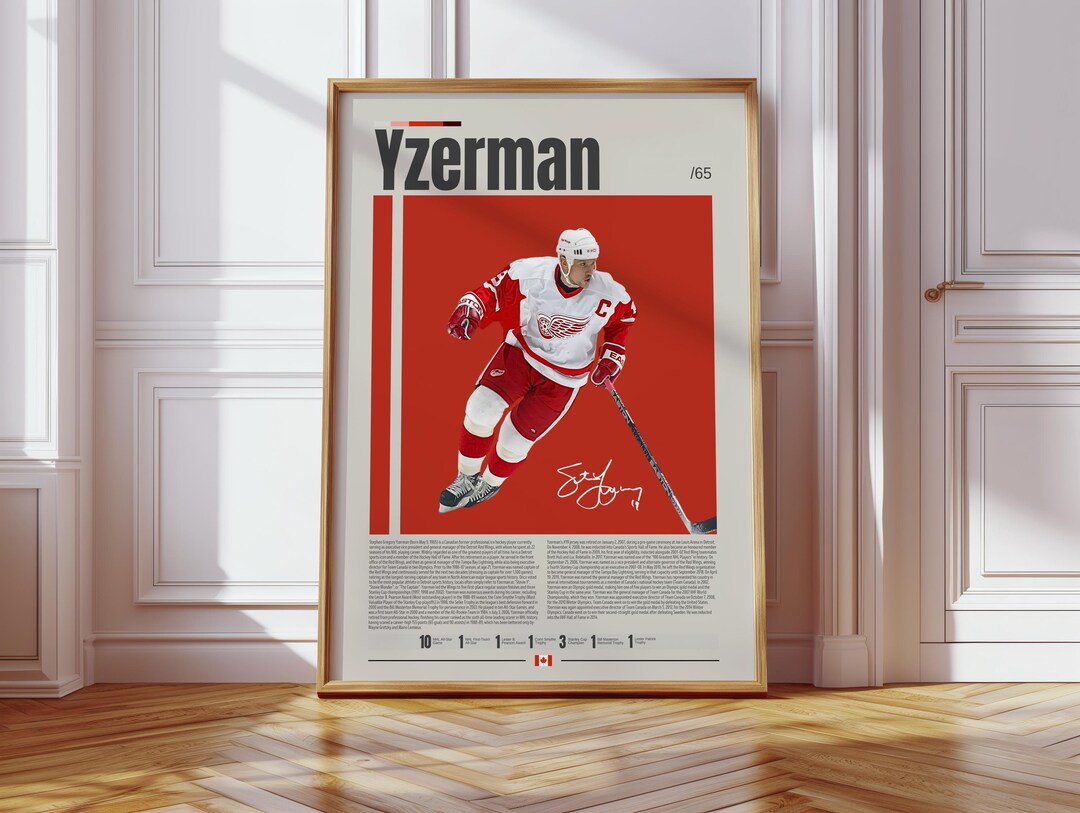 Steve Yzerman Poster, Detroit Red Wings Poster, NHL Poster, Hockey ...