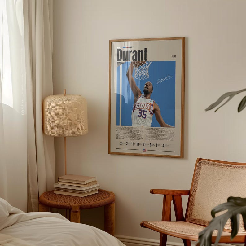 Kevin Durant Poster, OKC Thunder Poster, NBA Poster, Sports Poster, Mid ...