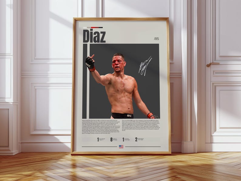Nate Diaz Poster, UFC Poster, MMA Poster, Boxing Poster, Sports Poster ...