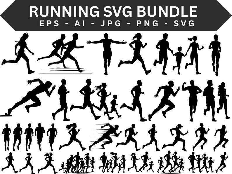 Running Silhouette SVG Bundle, Runners Clipart (digital Download) - Etsy