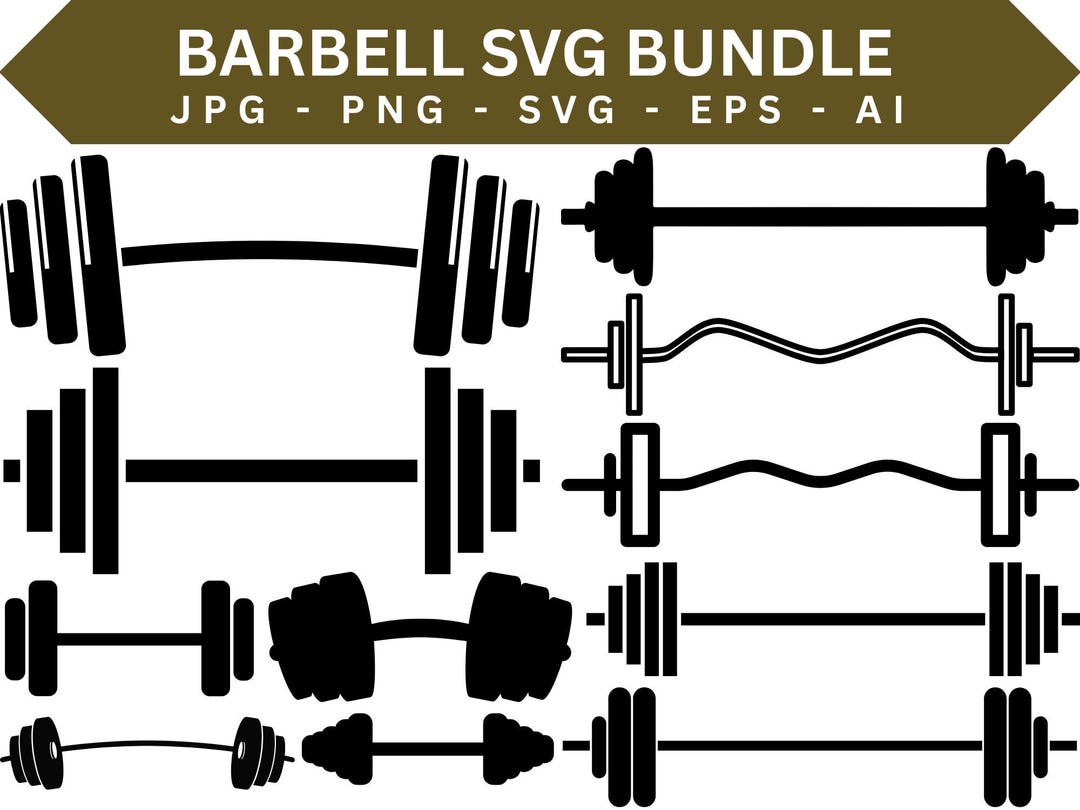 Barbell SVG Bundle, Gym Clipart, Monogram Cut Files (digital Download ...