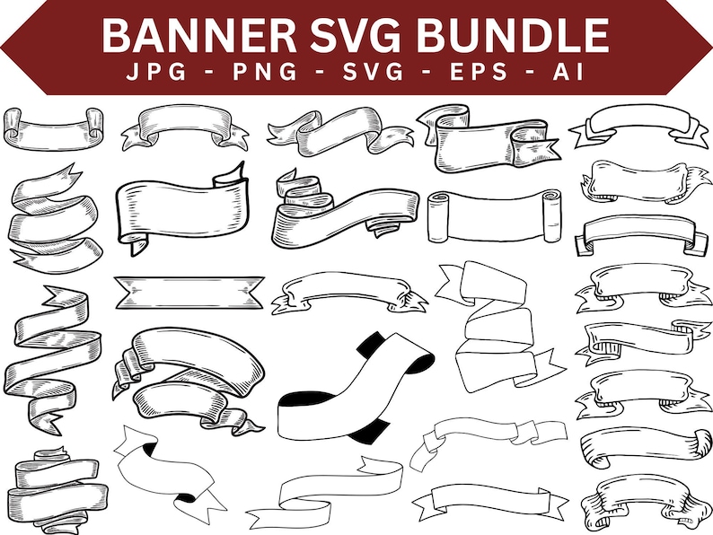 Banner Svg Bundle, Banner Vector, Banner Cut Files for Circut, Banner ...