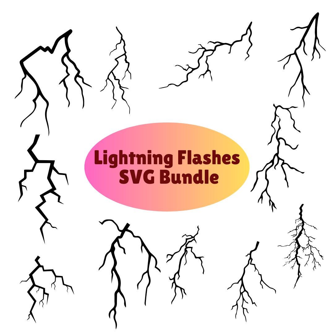 Lightning Flashes SVG | Thunderstorm Cut File | Electric Bolt Clipart ...