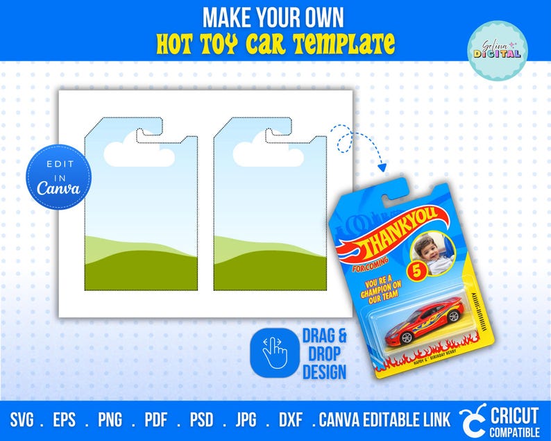 Editable Hot Car Wheels Template, Custom Toy Canva Template, Easy Drag ...