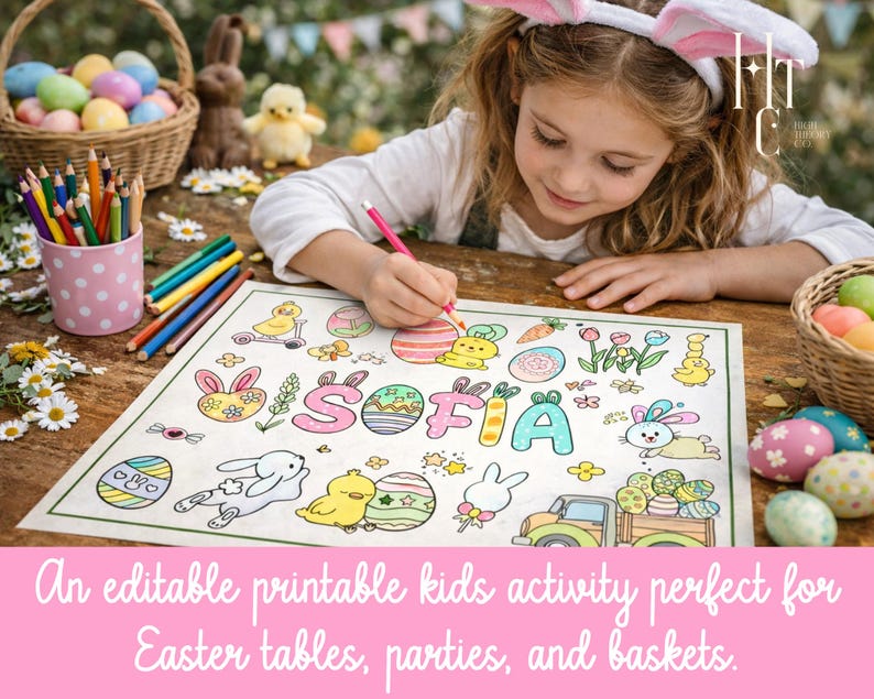 Easter Activity Placemat Printable for Kids | Happy Easter Coloring ...