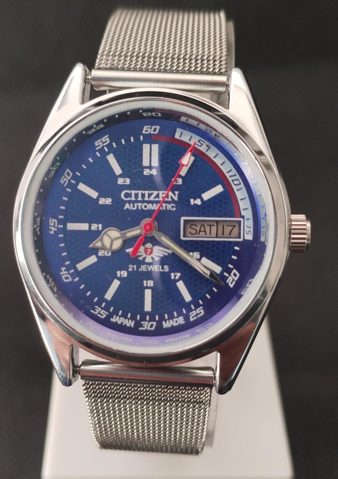 Vintage Citizen Automatic Watch: Blue Dial Day-date, Stainless Steel - Etsy