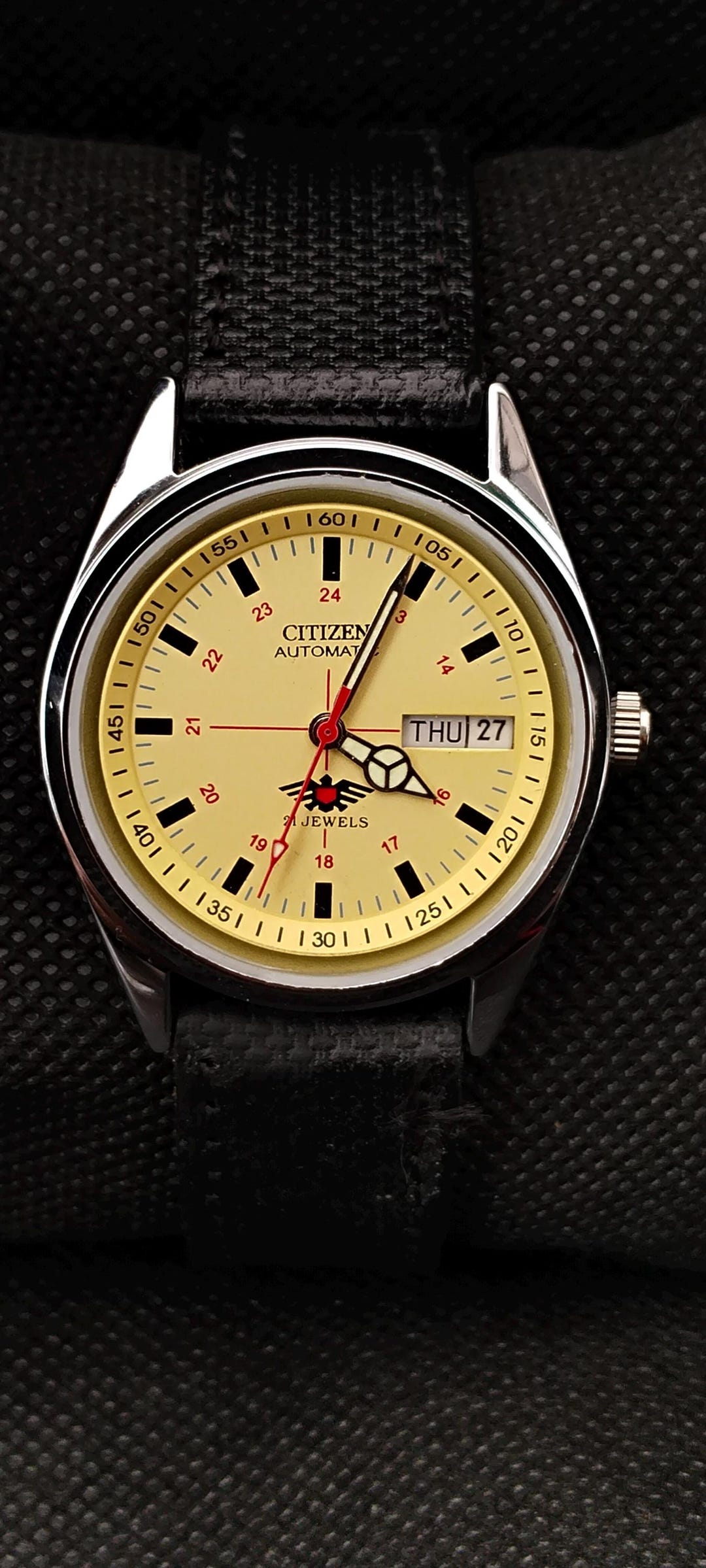 Vintage Citizen Automatic Watch: Yellow Dial Day-date, 1980s Japan - Etsy