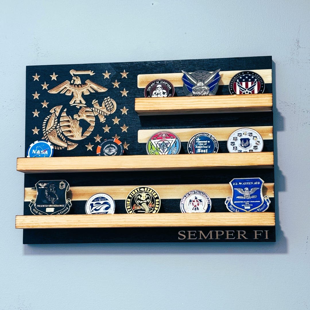 40 Coins USMC Marines Wall Mounted Military Challenge Coin Display ...