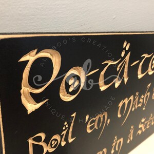 Potatoes Taters Engraved Wood Sign Hobbit Meals Menu Lord of the Rings ...