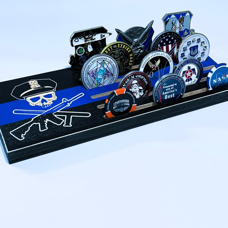 20 Coins Police Challenge Coin Display Thin Blue Line Law Enforcement ...