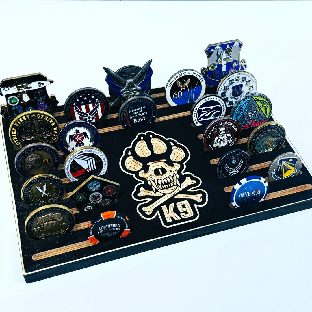 40 Coins K9 Challenge Coin Display for Military and Police K-9 Handlers ...