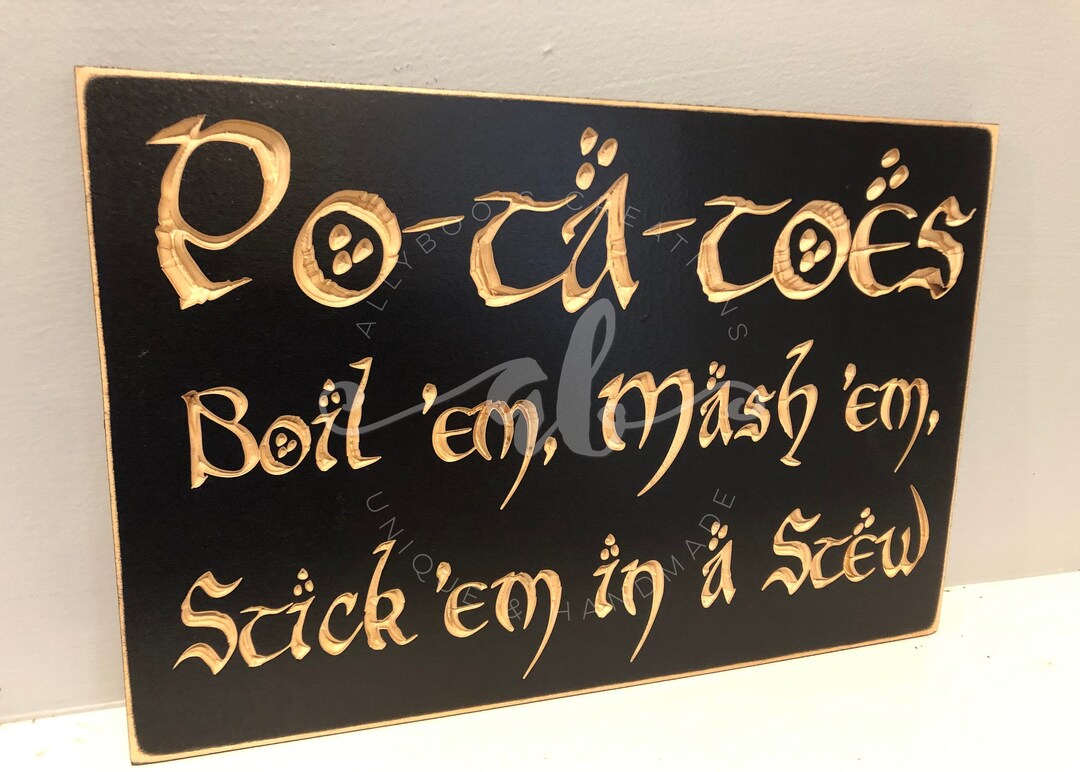 Potatoes Taters Engraved Wood Sign Hobbit Meals Menu Lord of the Rings ...