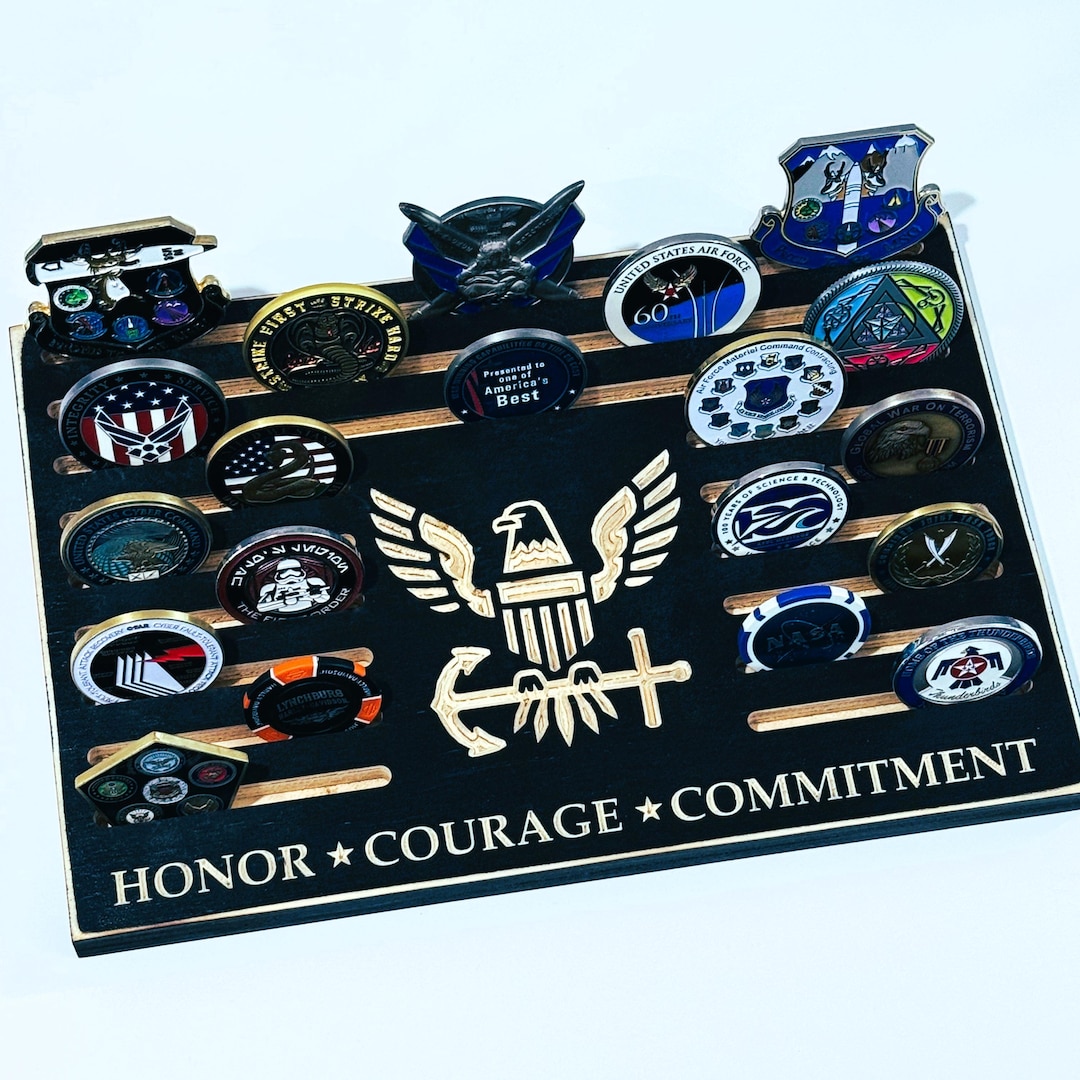 40 Coins Navy Anchor Eagle Logo USA Wood Flag Military Challenge Coin ...