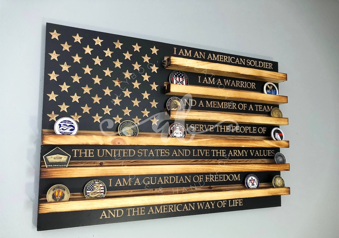 100 Coins Army Soldier's Creed Motto US Flag Challenge Coin Holder ...