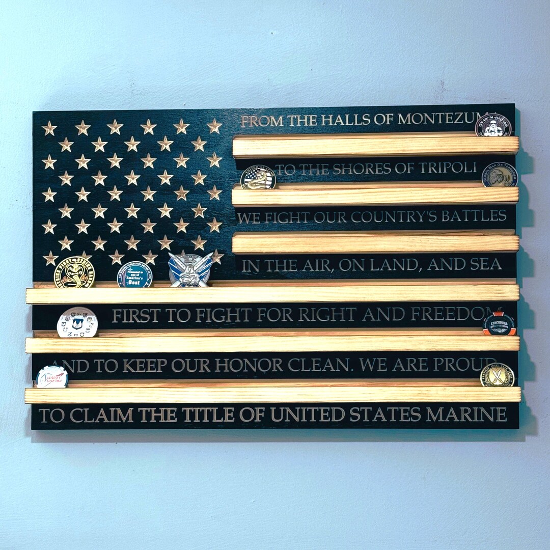 100 Coins USMC Marines Hymn Challenge Coin Display Holder Marine Corps ...