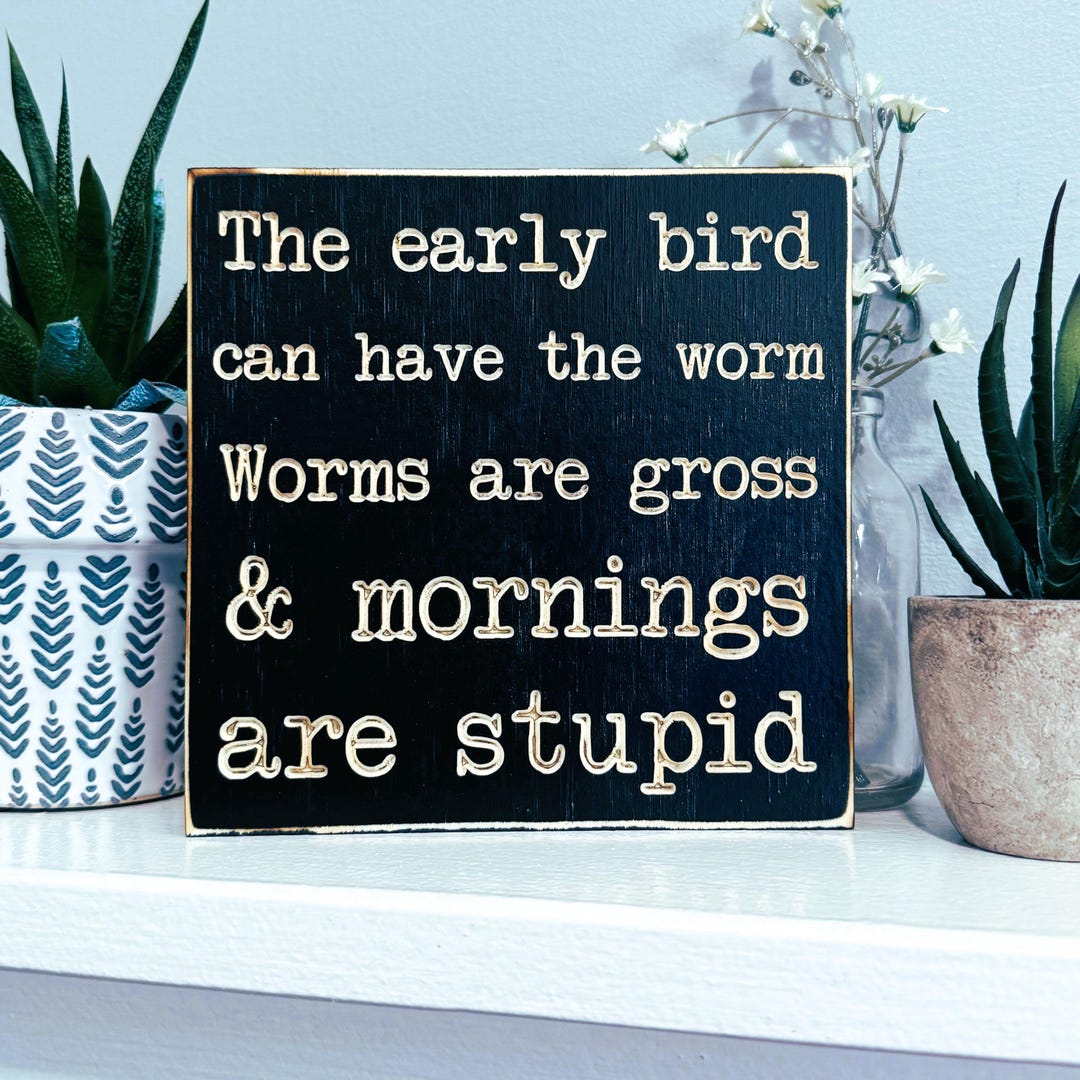 Early Bird Can Have the Worm Mornings Are Stupid Office Desk Sign ...