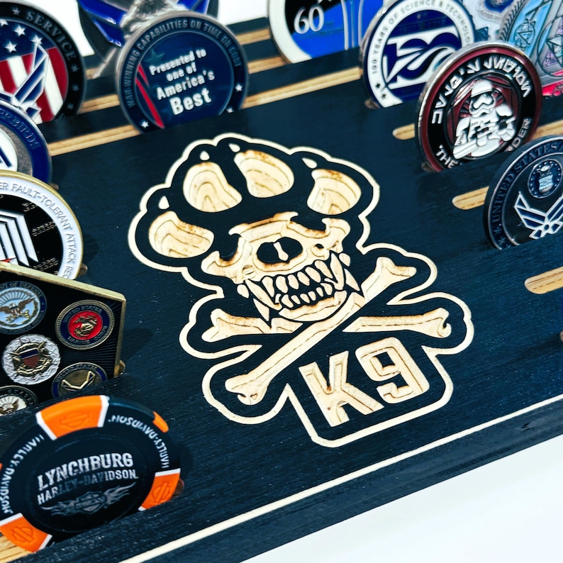 40 Coins K9 Challenge Coin Display for Military and Police K-9 Handlers ...