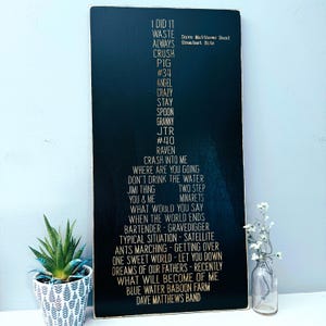 Dave Matthews Band Greatest Hits Lyrics Engraved Rustic Wood Acoustic ...
