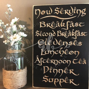 Hobbit Daily Meals Menu Second Breakfast Rustic Distressed Engraved ...