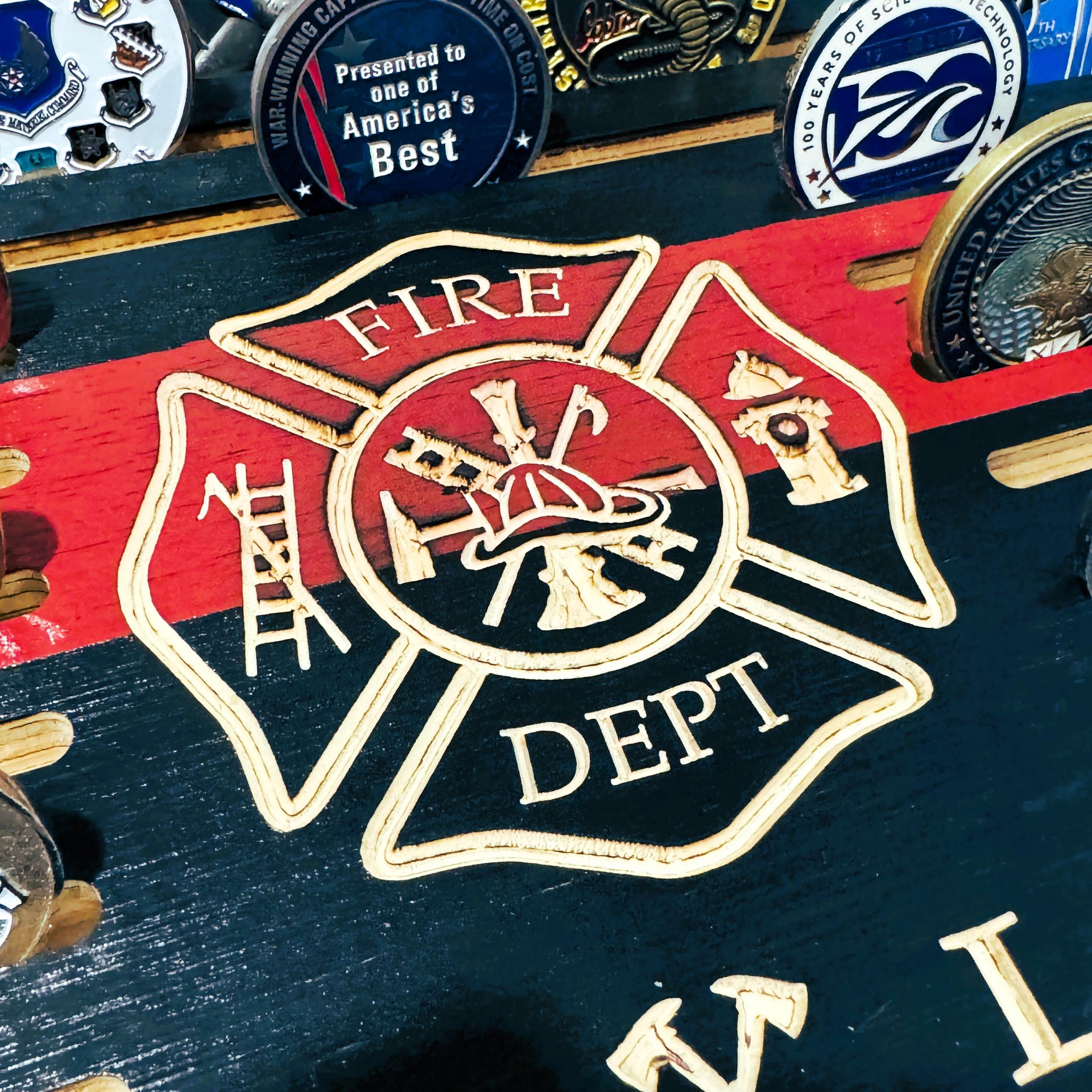 40 Coins Firefighter Challenge Coin Display Thin Red Line Flag Coin ...