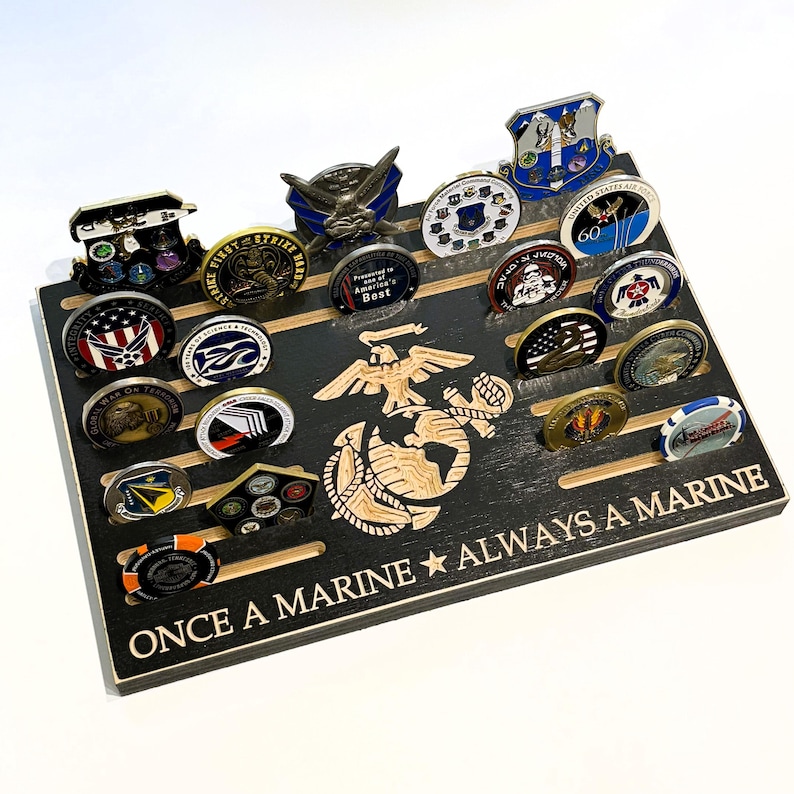 40 Coins Marines Military Challenge Coin Display USMC Eagle Globe ...
