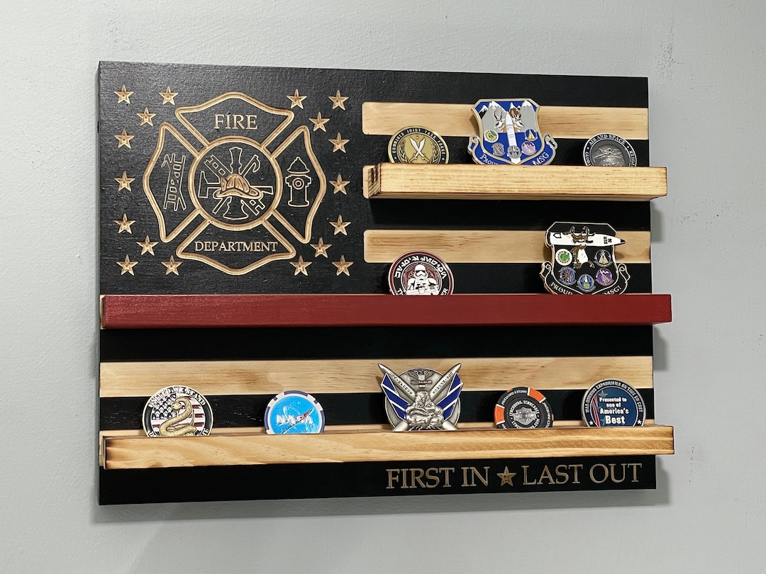 40 Coins Fireman First in Last Out Challenge Coin Display Holder Thin ...